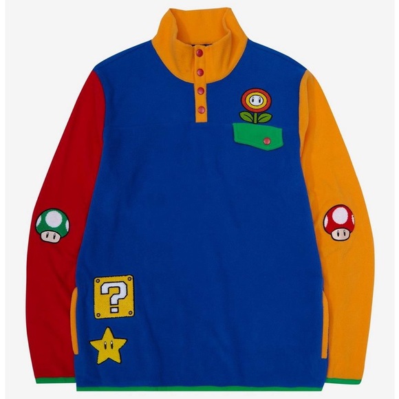 Sweaters | Nintendo Super Mario Bros Icons Color Block Fleece Jacket ...